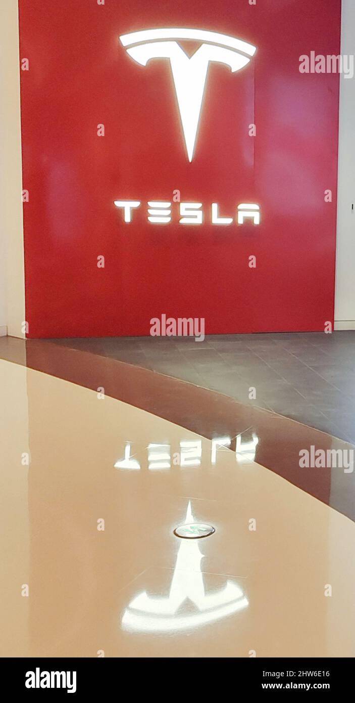 SHANGHAI, CHINA - FEBRUARY 1, 2022 - A Tesla store for new energy ...