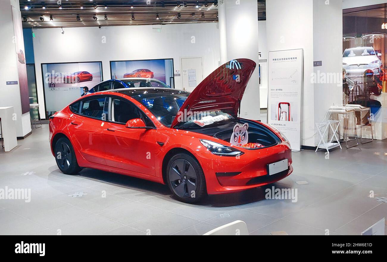 SHANGHAI, CHINA - FEBRUARY 1, 2022 - A Tesla store for new energy ...