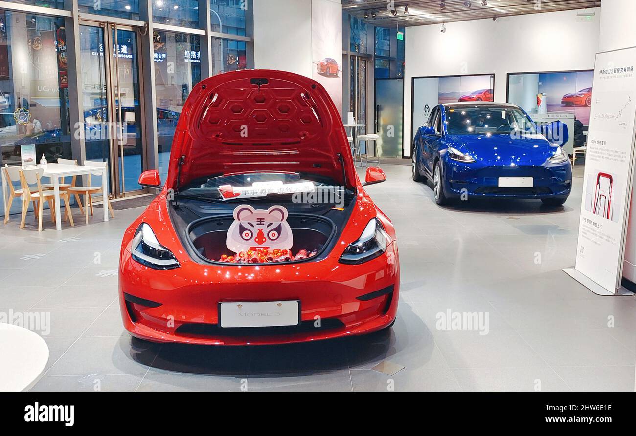 SHANGHAI, CHINA - FEBRUARY 1, 2022 - A Tesla store for new energy ...