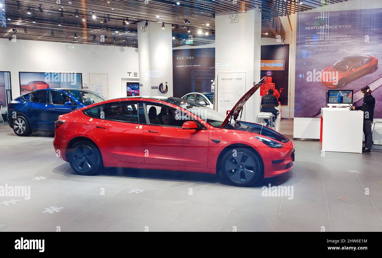 SHANGHAI, CHINA - FEBRUARY 1, 2022 - A Tesla store for new energy ...