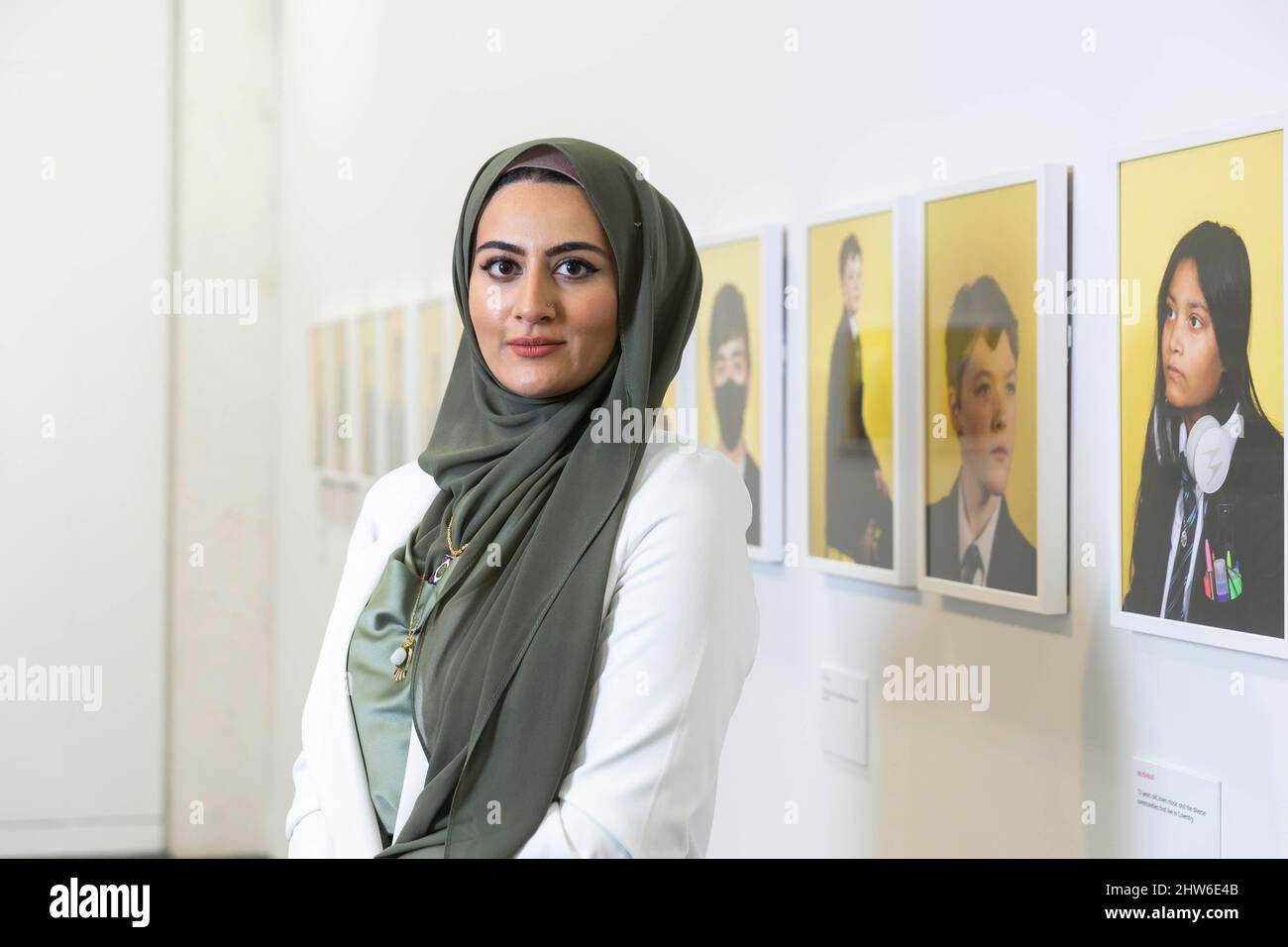 EDITORIAL USE ONLY Artist Maryam Wahid with her work at the Creative ...