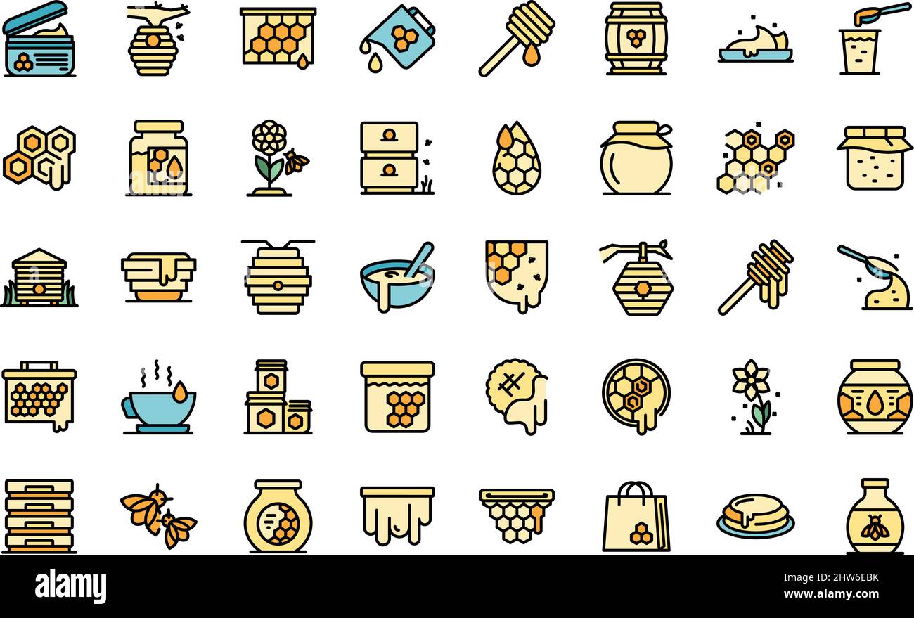 Nectar icons set outline vector. Propolis bee. Beehive cell Stock Vector Image & Art - Alamy