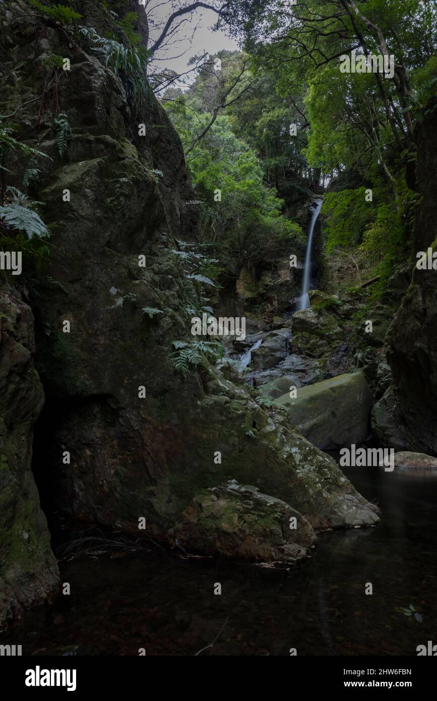Splashing waterfall in winter in Numazu Shizuoka wide shot Stock Photo ...