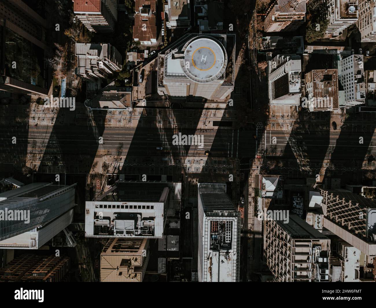 Aerial view of a city with mid-rise buildings on a sunny day Stock ...