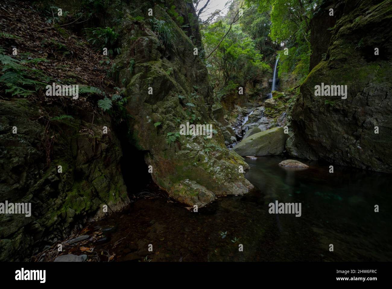 Splashing waterfall in winter in Numazu Shizuoka wide shot Stock Photo ...