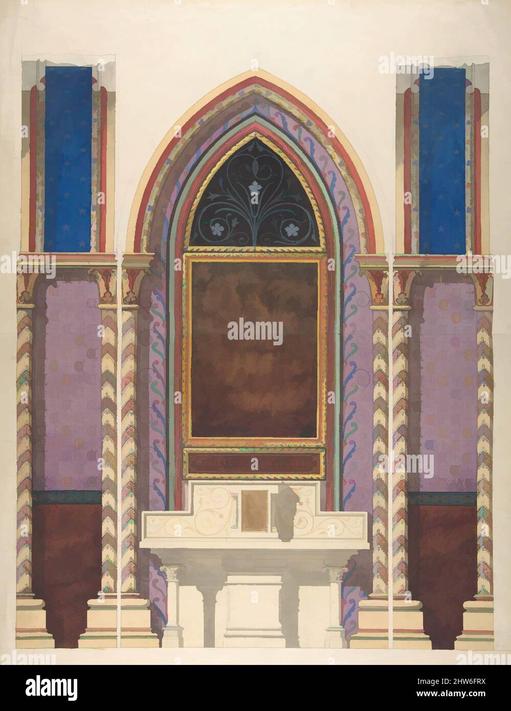 Art inspired by Elevation of a design for an altar and painted wall ...