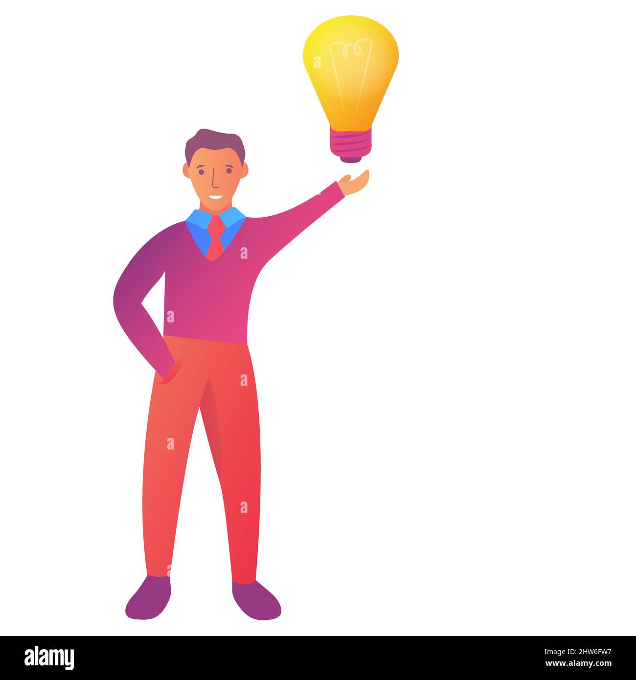 Successful businessman idea bulb.Creative concept cartoon character ...