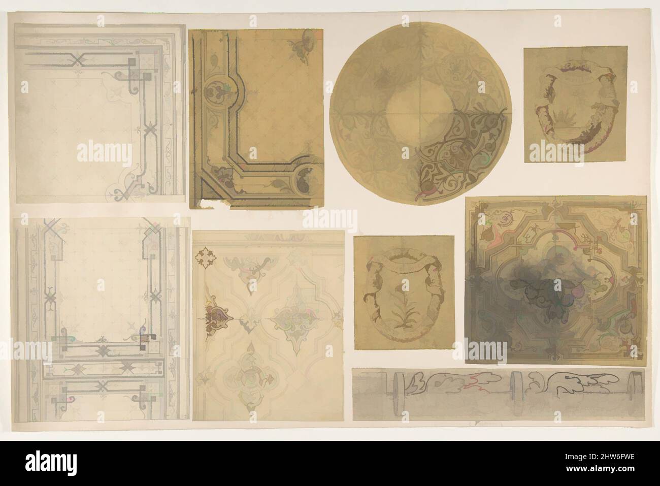 Art inspired by Nine designs for the painted decoration of an interior ...