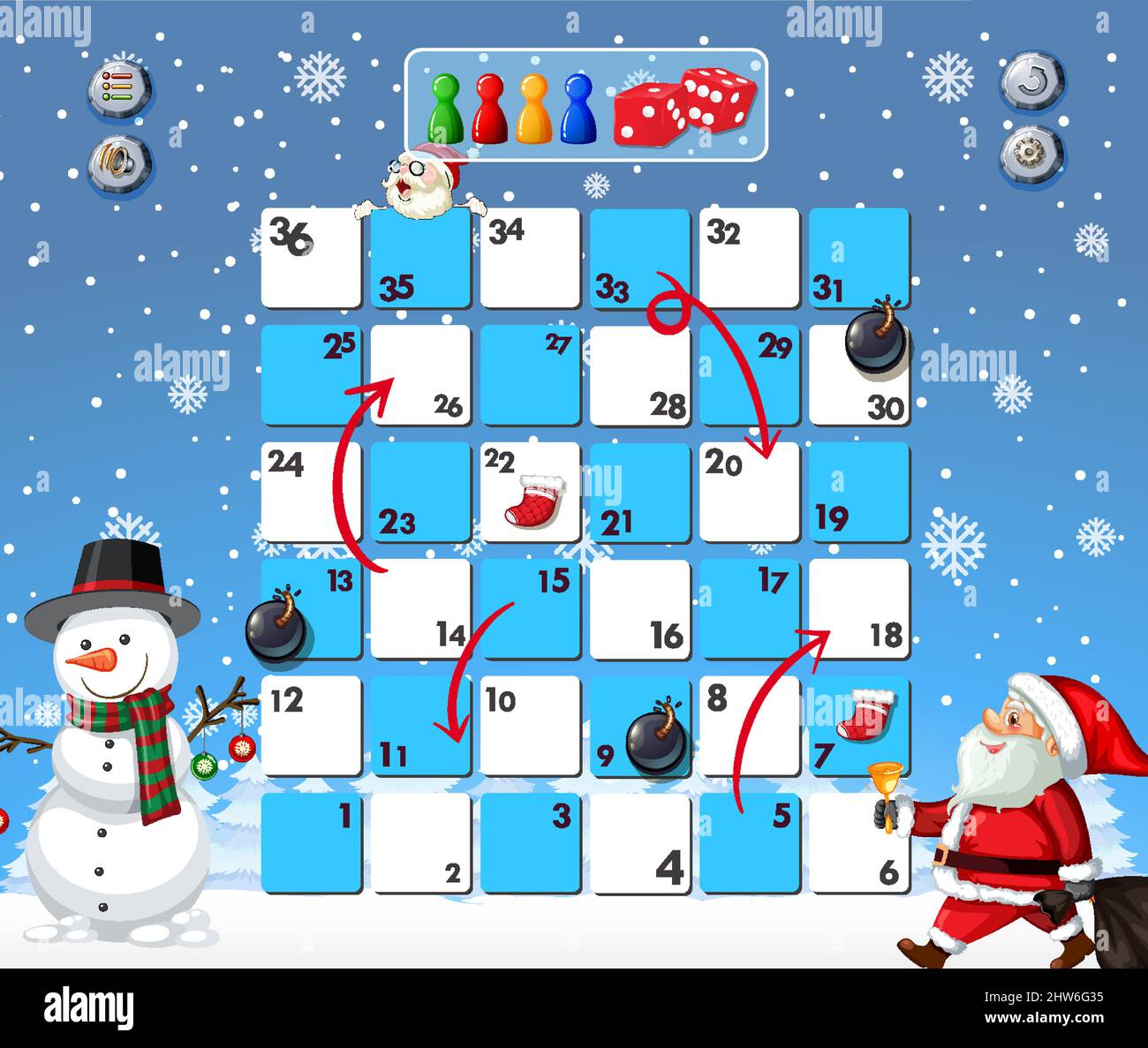 Cristmas Snake And Ladders Board