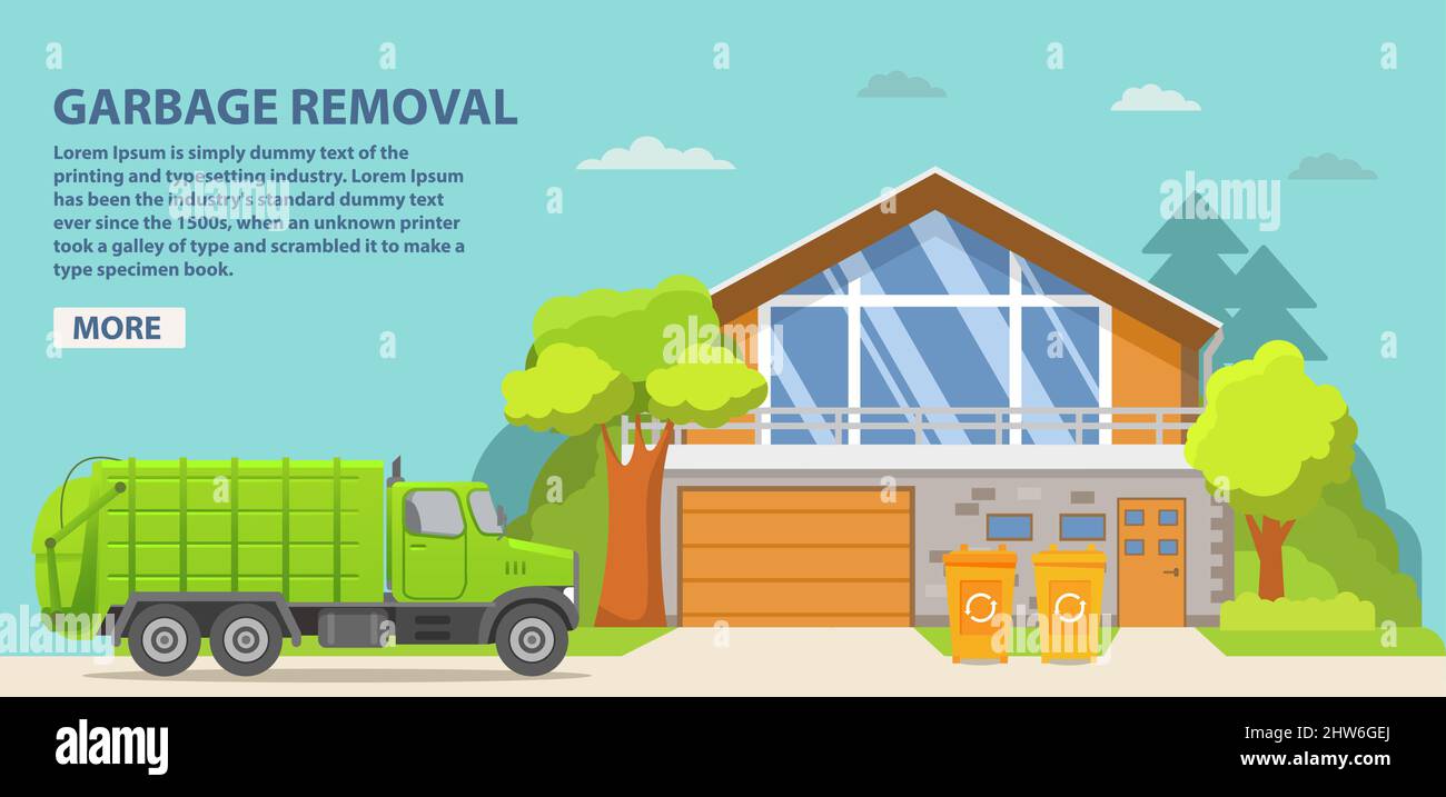Garbage truck.Urban sanitary loader truck.City service.Vector ...
