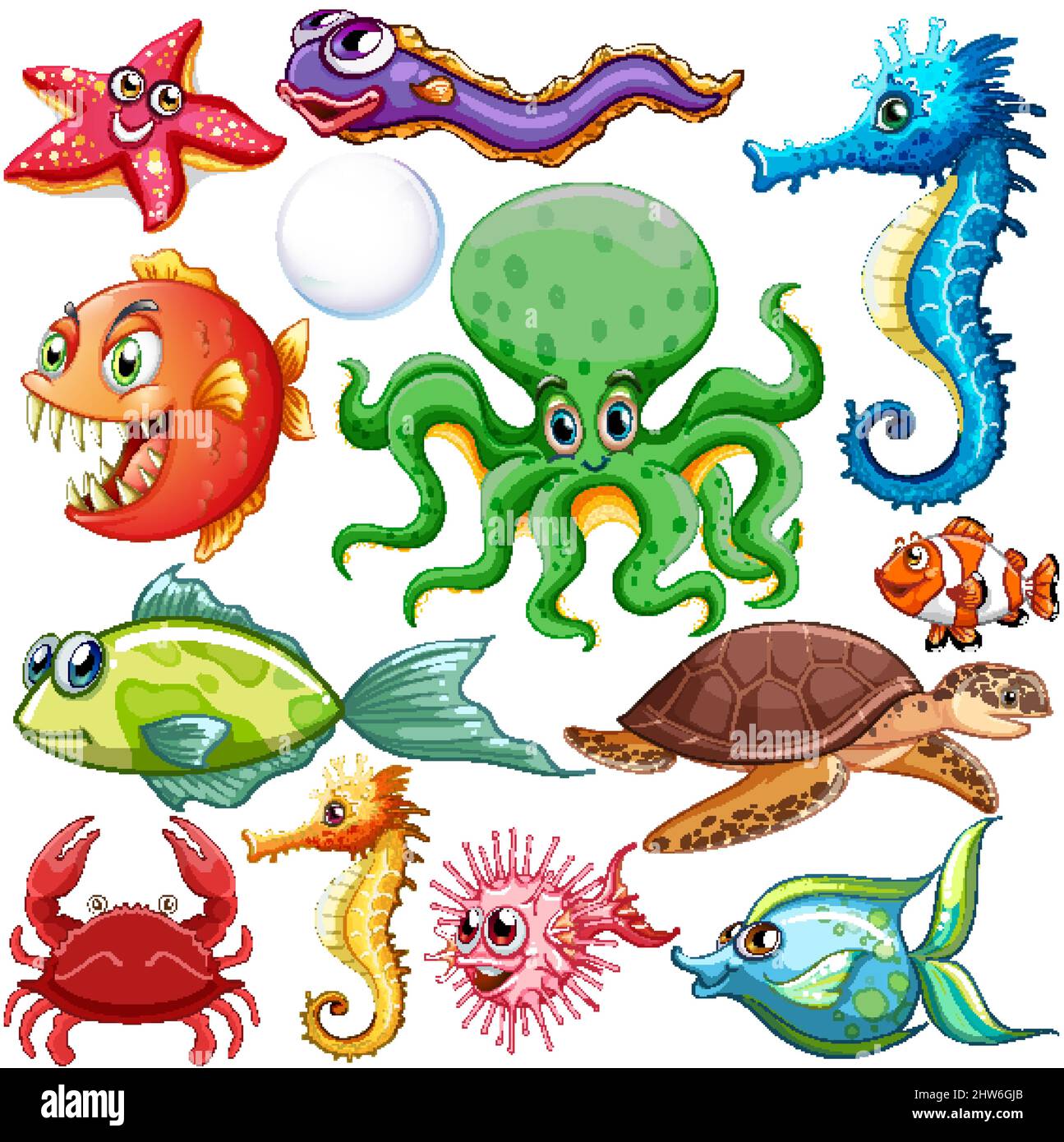 Different types of sea animals illustration Stock Vector Image & Art ...