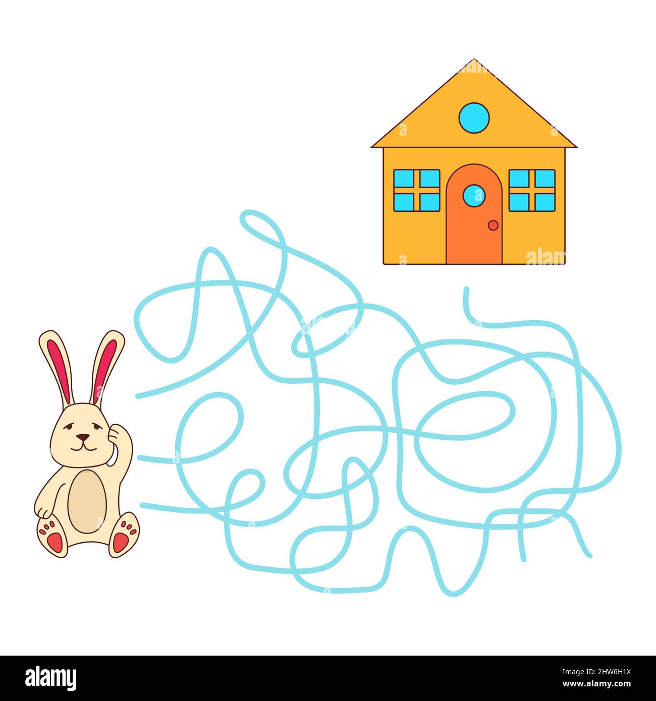 Maze game, education game for children.The rabbit looks for the home ...