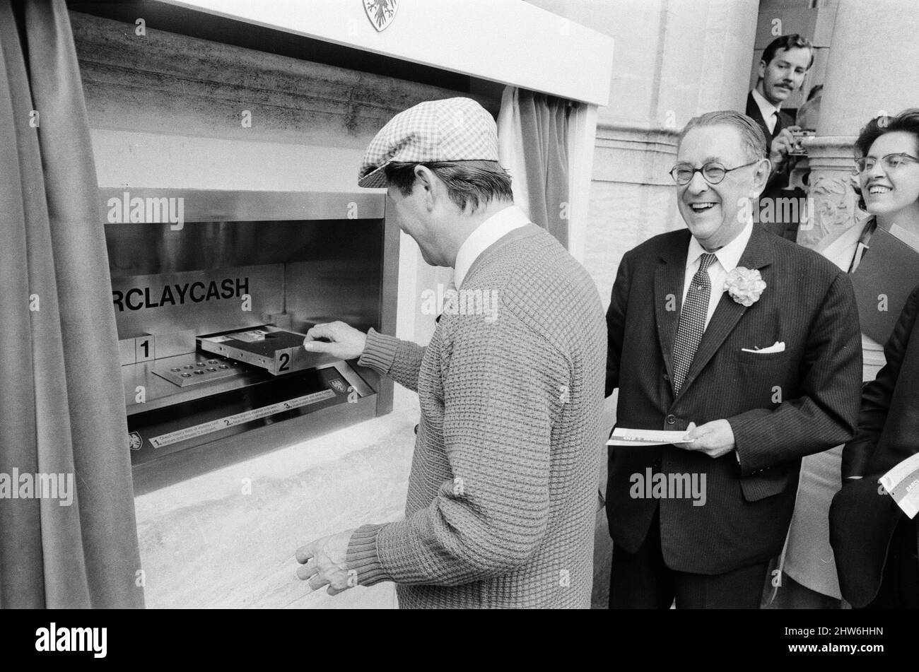 Worlds first cash machine Black and White Stock Photos & Images - Alamy