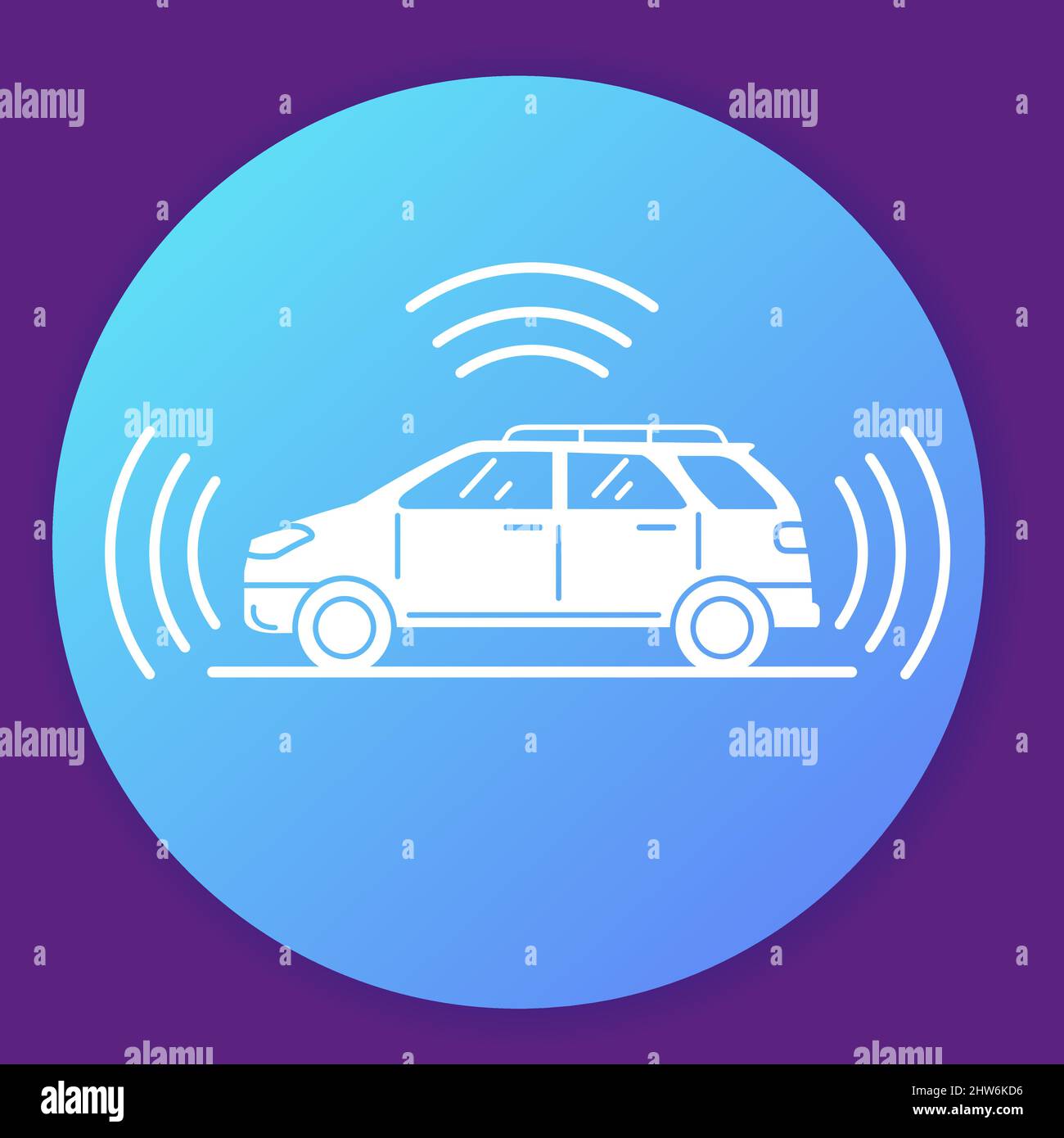 Autonomous driving smart car icon. Gps signal around Stock Vector Image ...