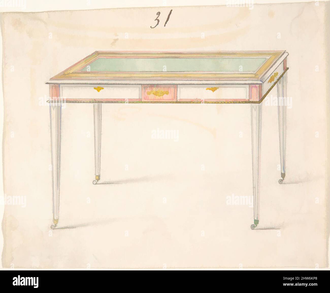 Art inspired by Table Design, 19th century, Ink and watercolor, sheet ...