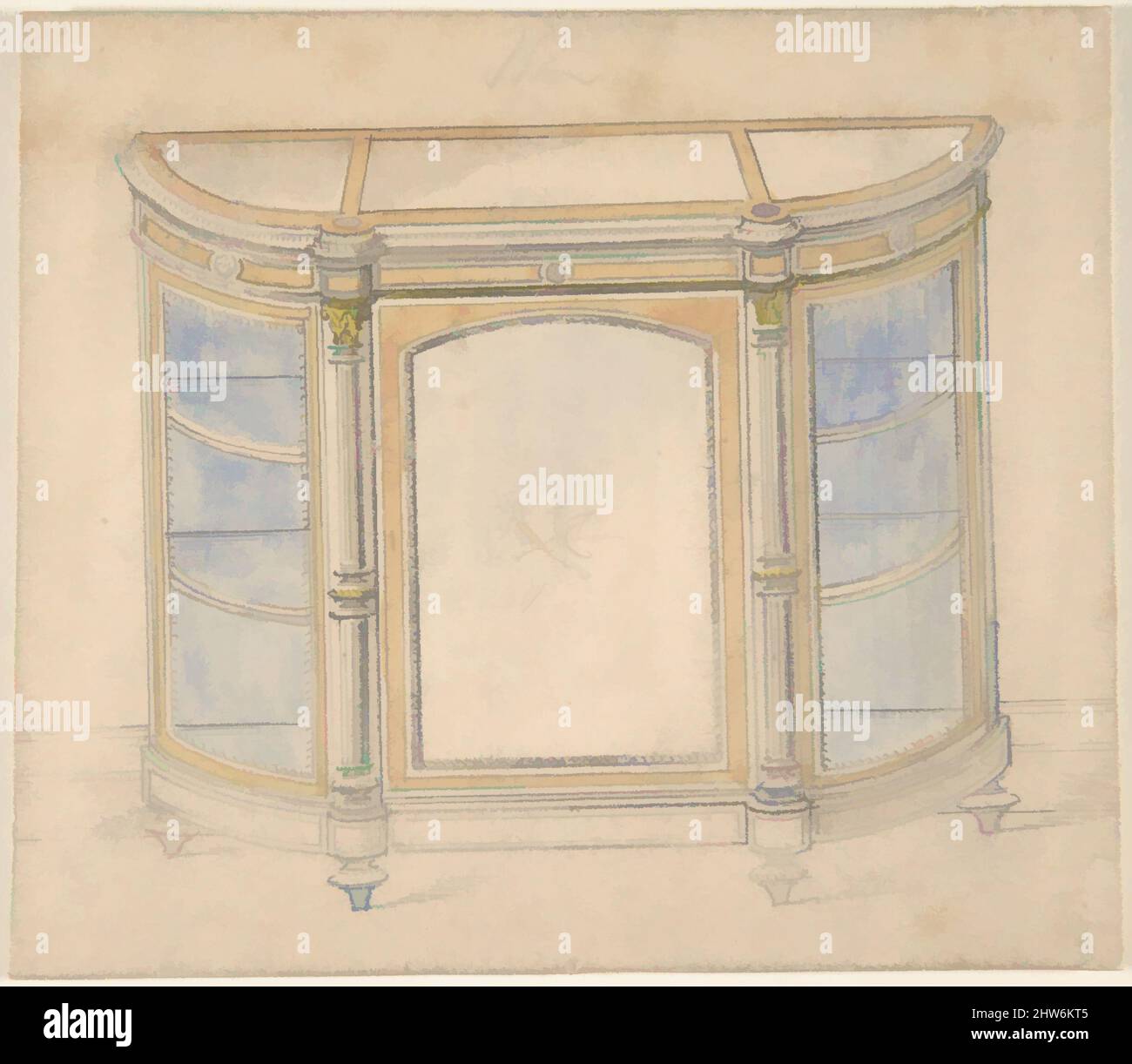 Art inspired by Cabinet Design, 19th century, Graphite and watercolor ...