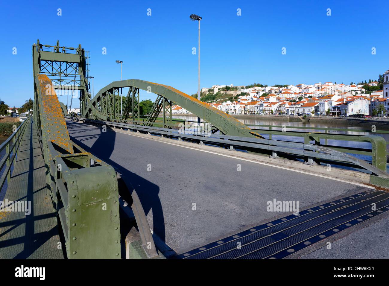 Iron drawbridge over the Sado river, Alcacer do Sal, Lisbon coast ...
