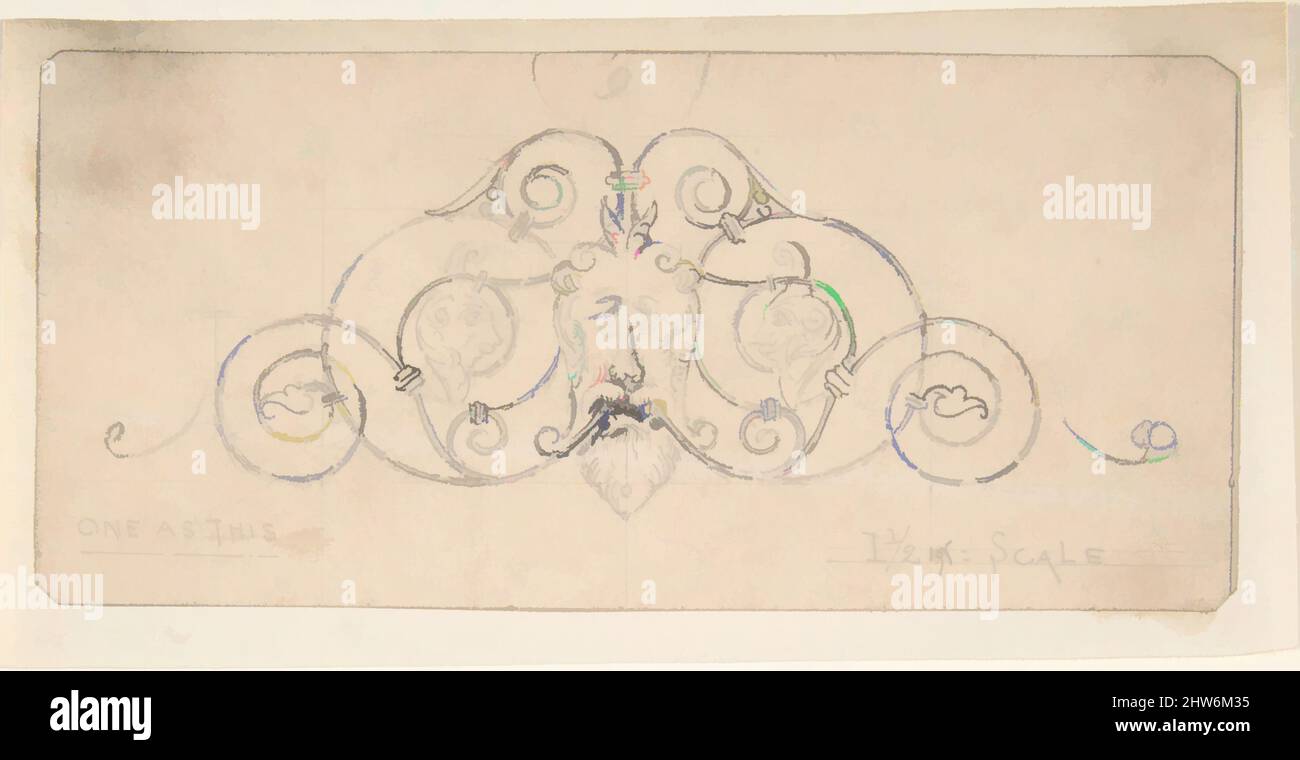 Art inspired by Wrought Metal Foliate Ornament with Grotesque Masks ...