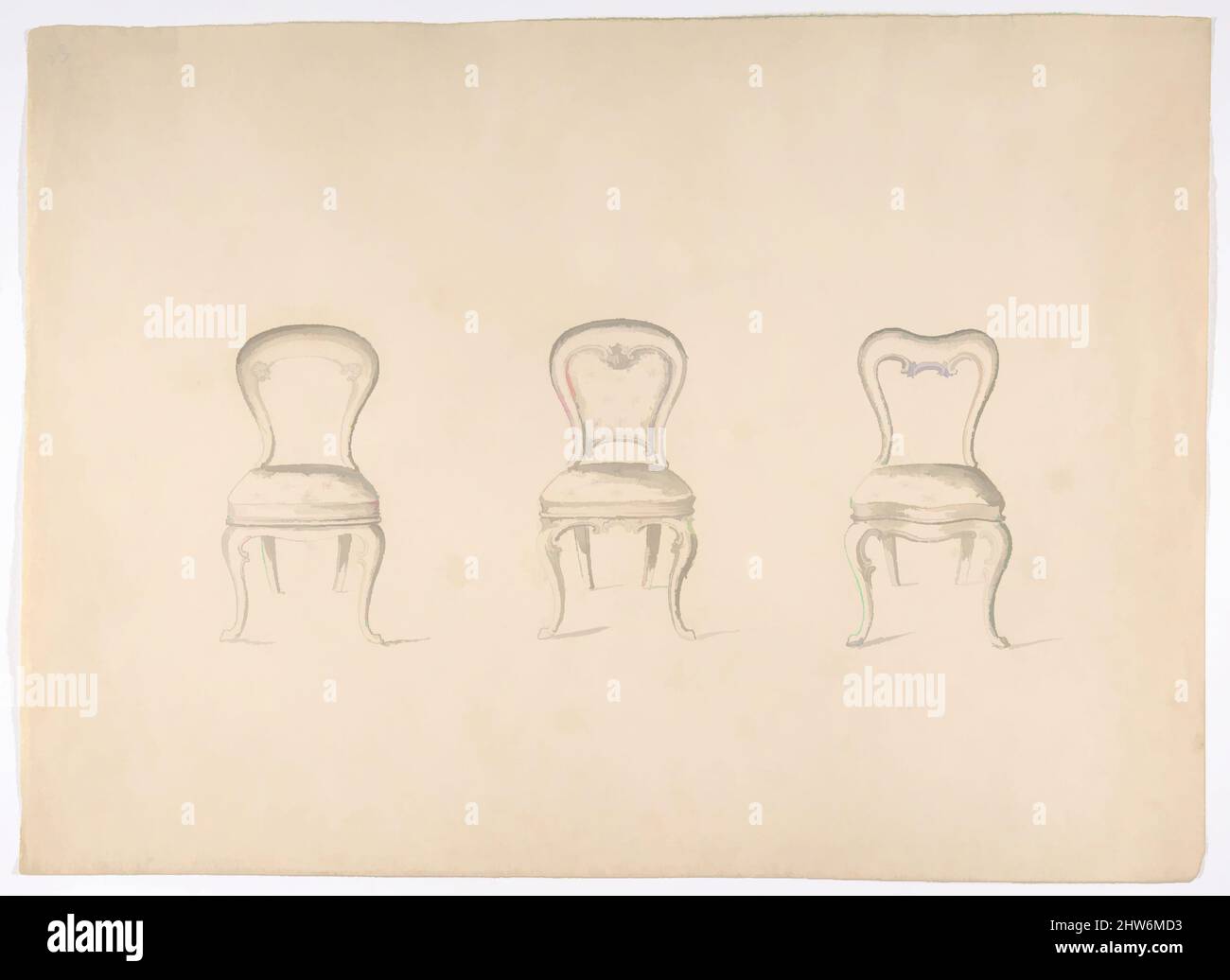 Art inspired by Design for Three Chairs, early 19th century, Graphite ...