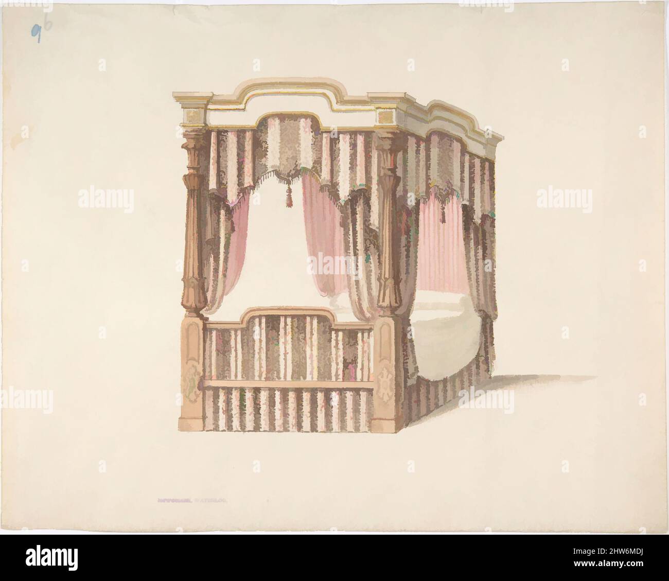 Art inspired by Design for a Four-poster Bed with Pink, Brown and White ...