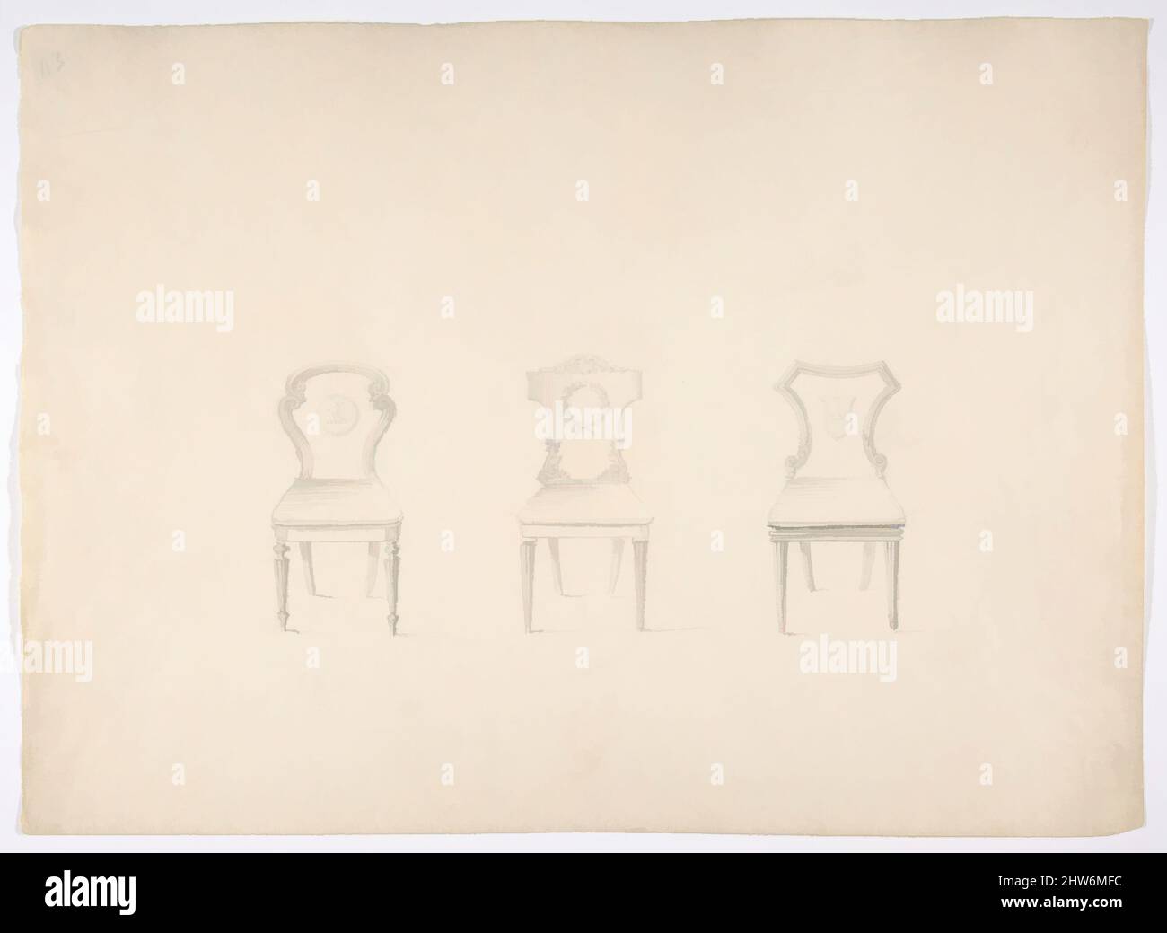 Art inspired by Design for Three Chairs with Arms or Devices on Backs ...