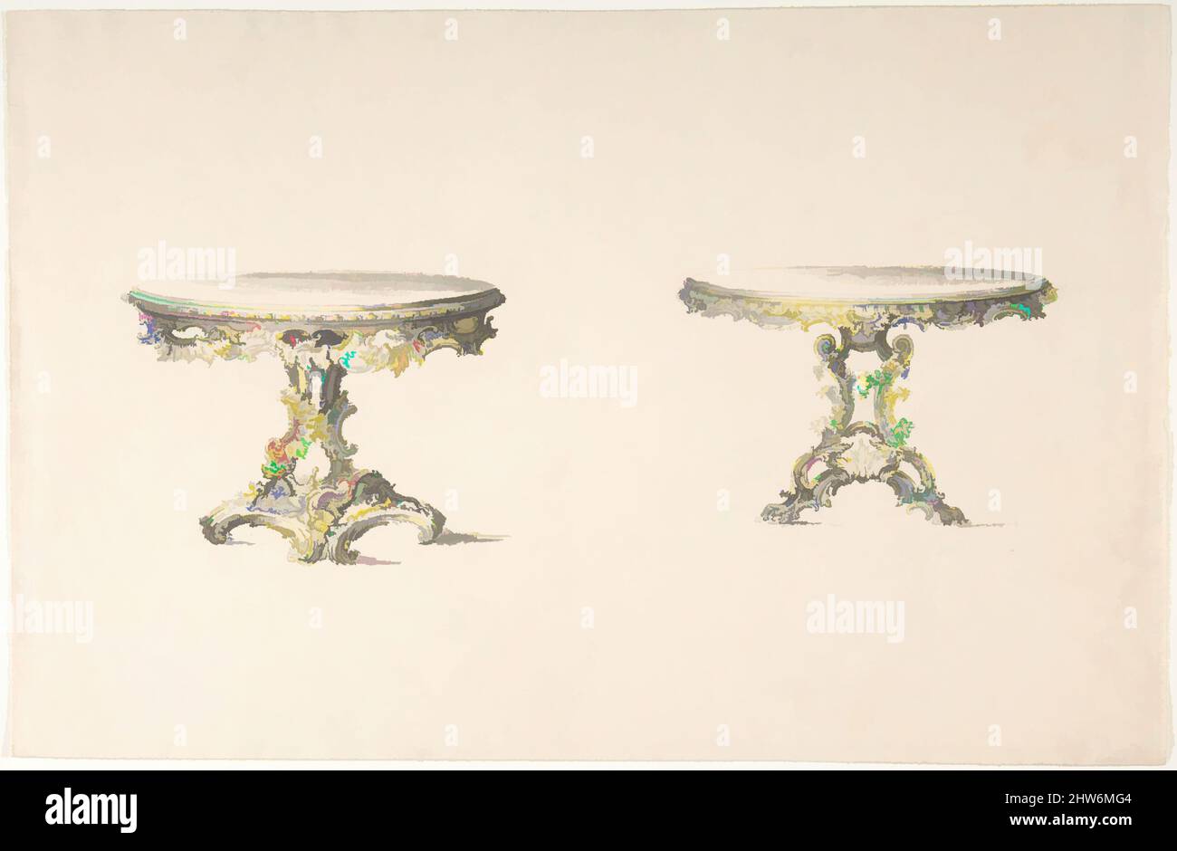 Art inspired by Design for Two Round Tables with Foliate Rococo Style ...