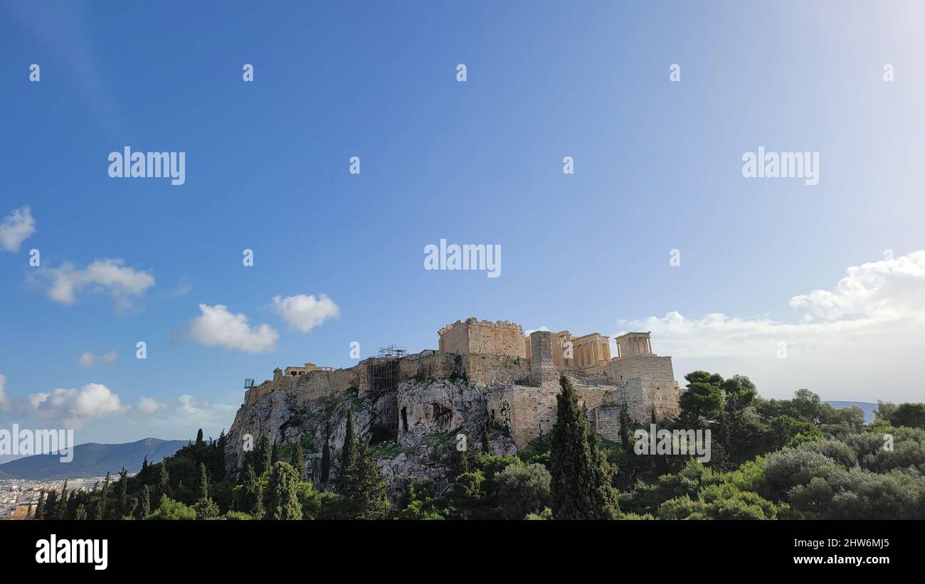Shot of an old temple over high point under a sky with clouds Stock ...