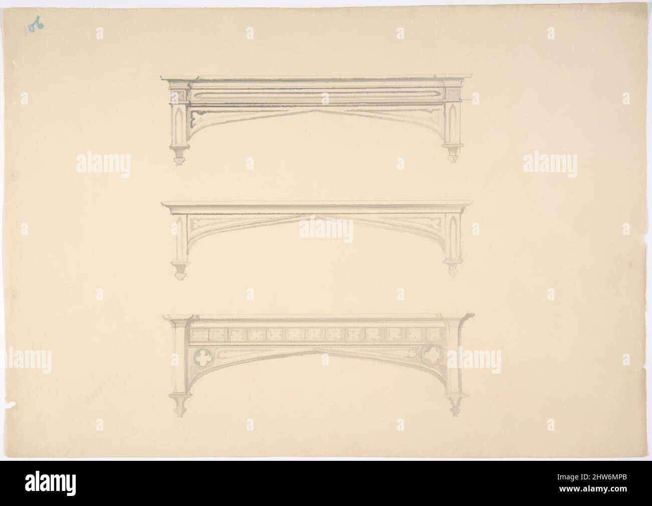 Art inspired by Design for Three Gothic Pediments, early 19th century ...