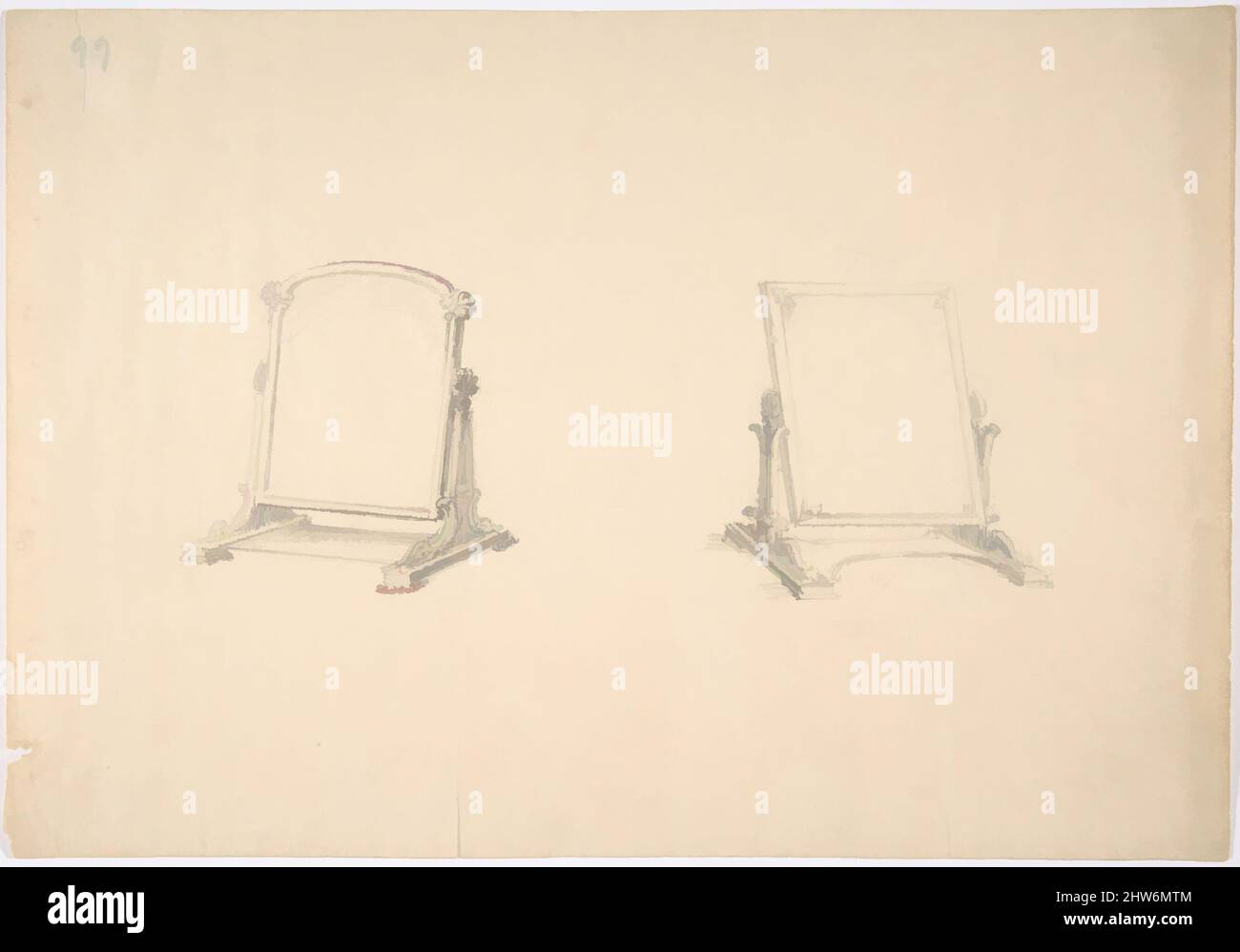 Art inspired by Design for Two Ornamented Tabletop Mirrors, early 19th ...