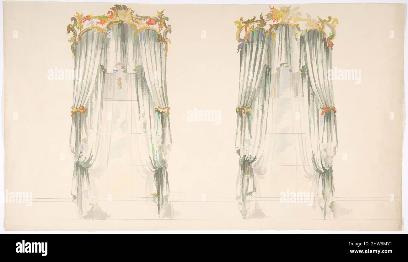 Art inspired by Design for White Curtains with White Fringes and a Gold ...