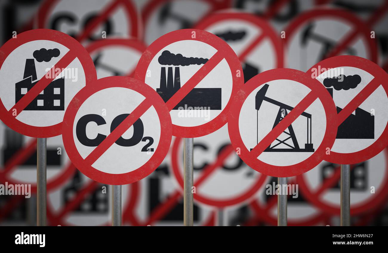 Fossil power generation banned. CO2 carbon dioxide neutrality and green ...