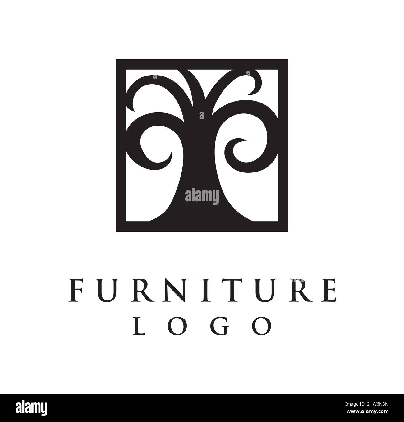 Furniture logo with tree design illustration vector eps format ...