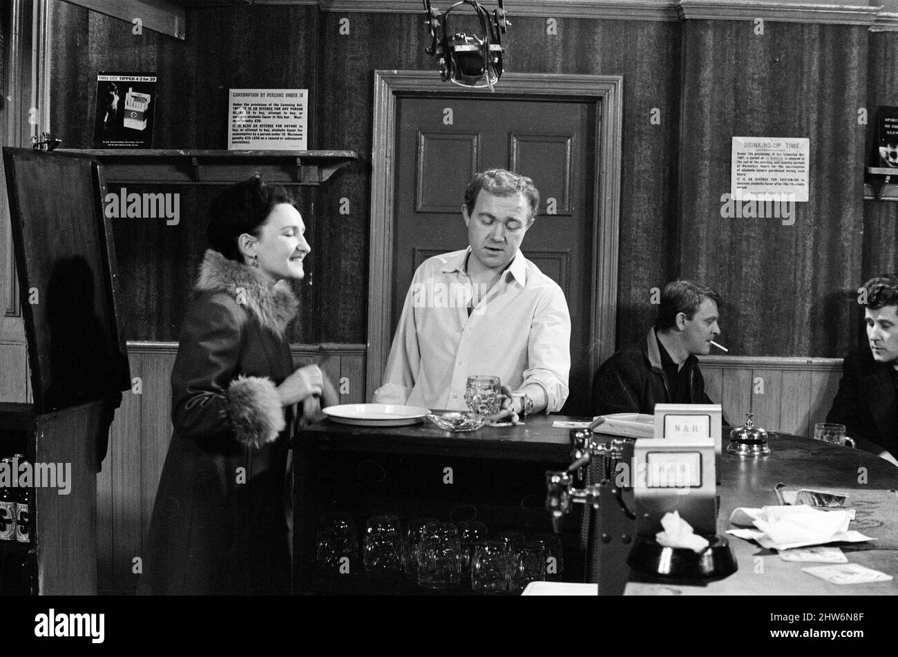 The cast of 'Coronation Street' on set. Eileen Derbyshire is pictured ...