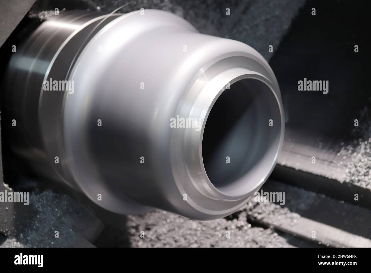 Metalworking on a lathe. Lathe, industry. Industrial background Stock ...