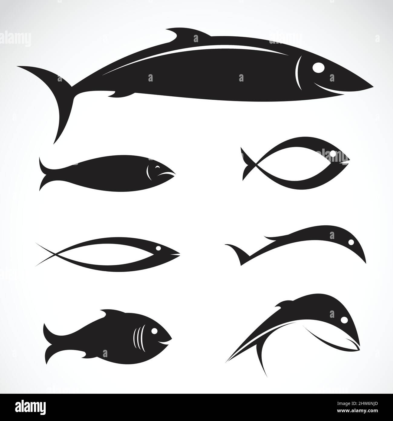 Set of vector fish icons on white background. Easy editable layered ...