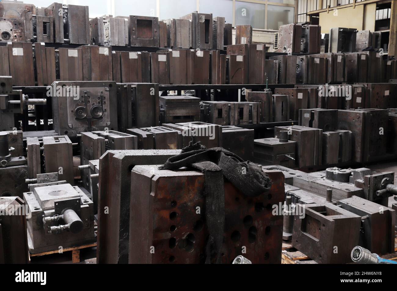 Metal molds in warehouse building of large production factory Stock ...