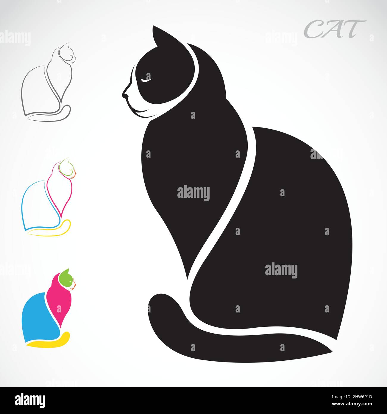 Vector image of a cat on white background. Easy editable layered vector illustration Stock ...