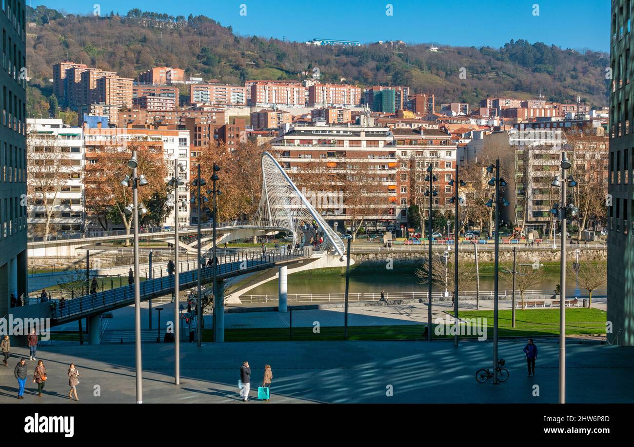 The Zubizuri (Basque for "white bridge") is a tied arch footbridge ...