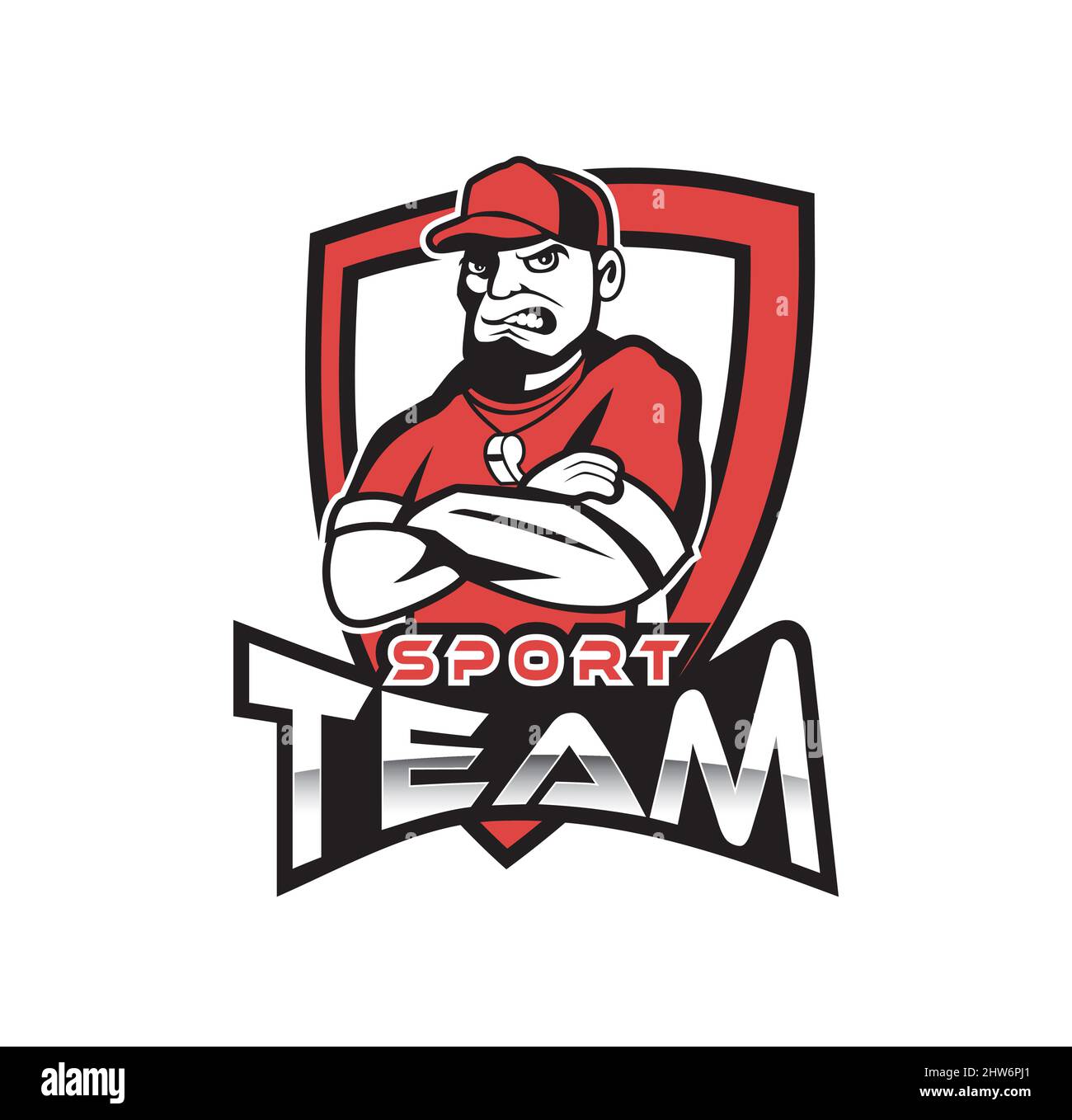 Sport team logo with manager character design illustration vector eps ...