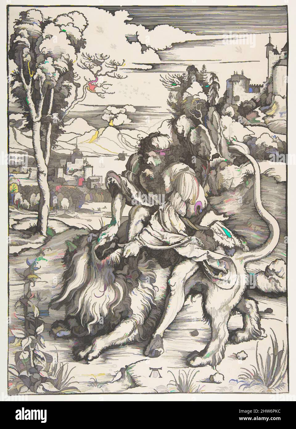Art inspired by Samson Rending the Lion, ca. 1497–98, Woodcut, sheet ...