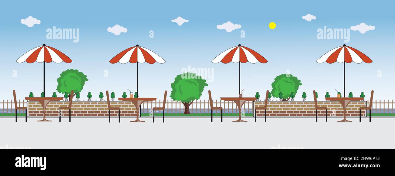 Outdoor restaurant or cafe background design illustration vector eps ...
