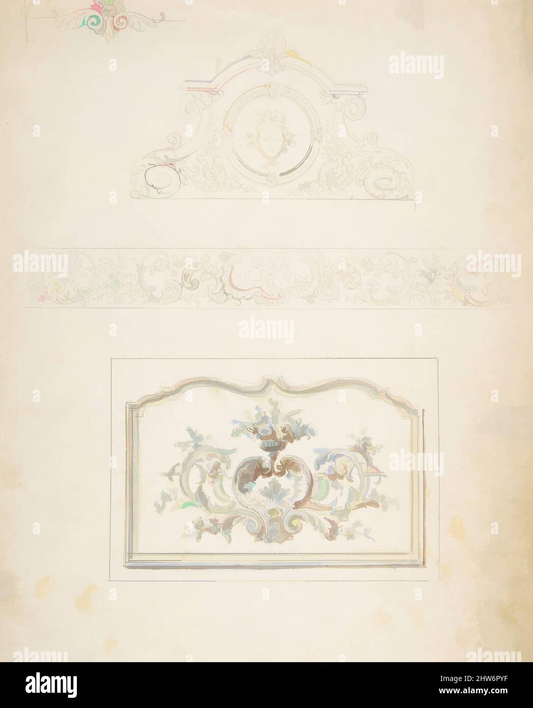 Art inspired by Border and Three Pediments (recto), Fifteen circular ...