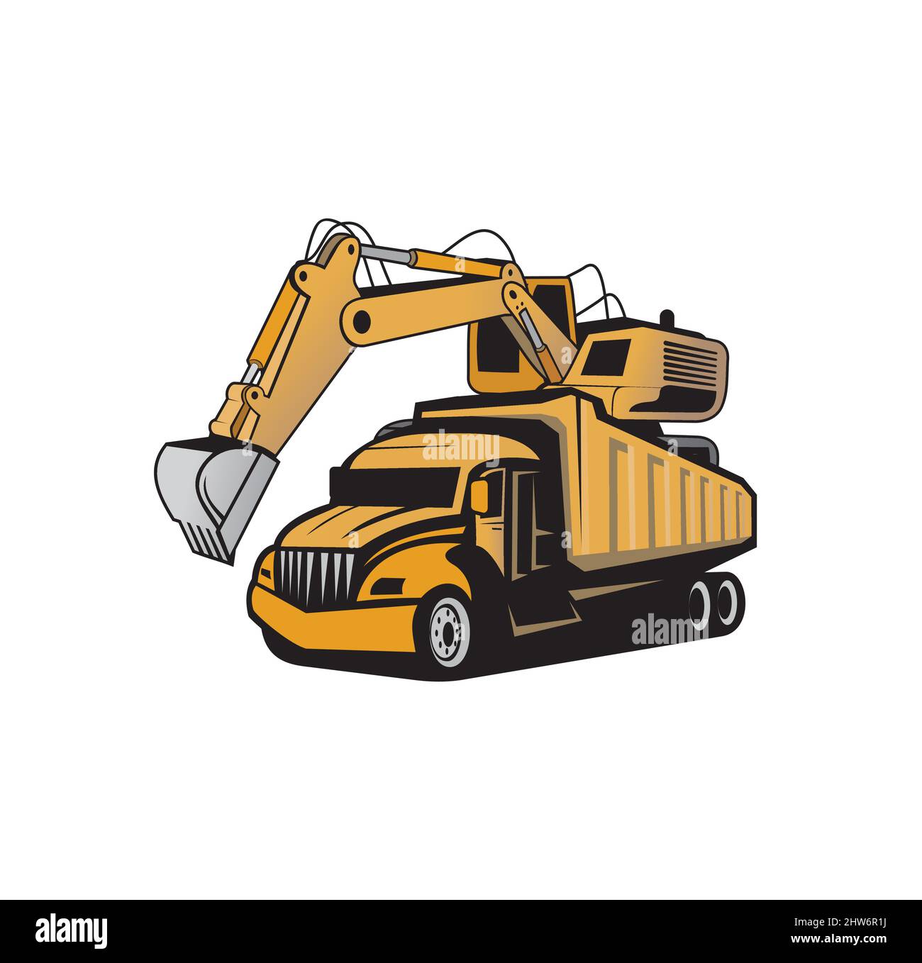 A truck loading excavator design illustration vector eps format ...