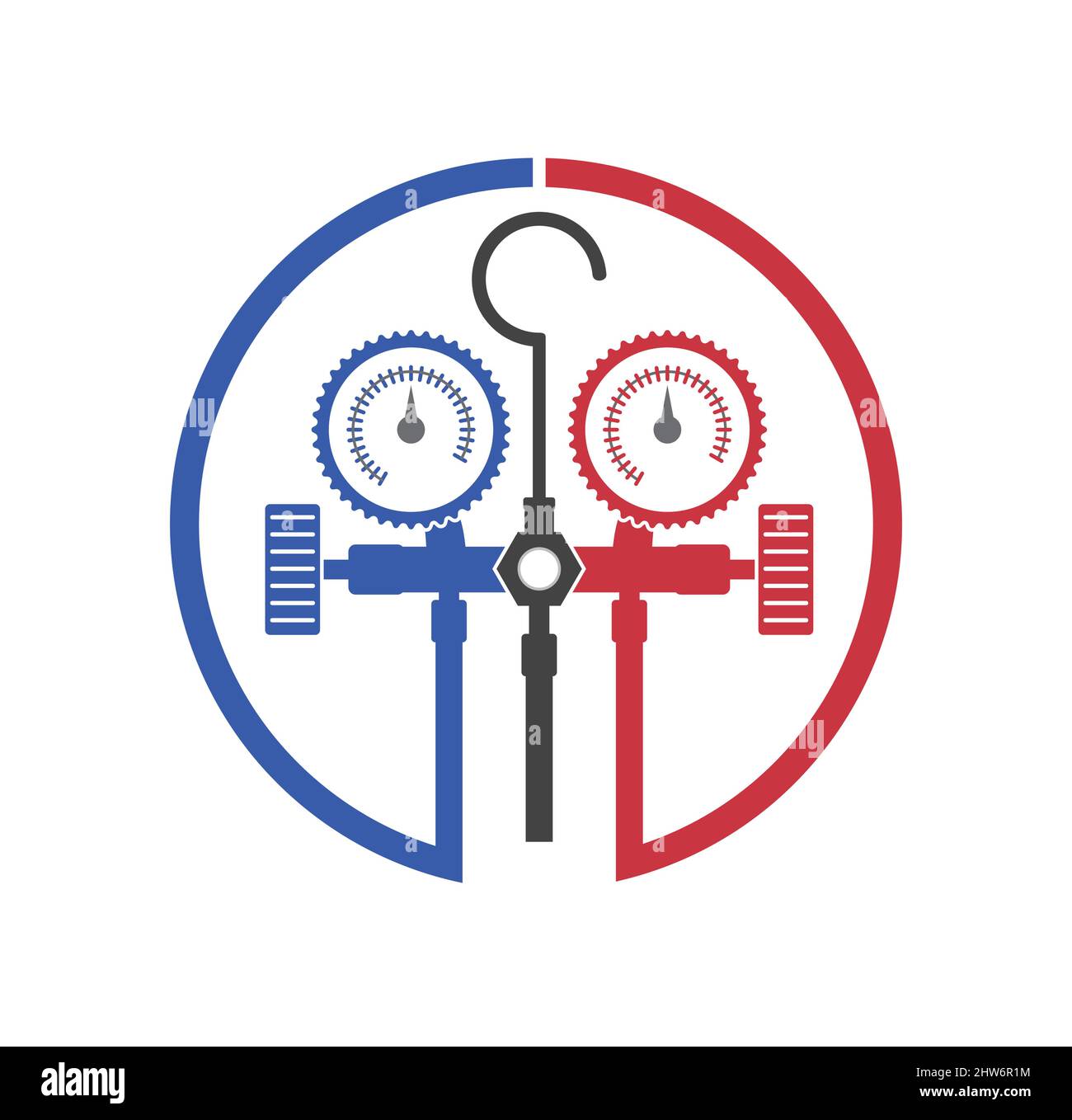 HVAC logo with pressure gauge manometer symbol design illustration ...