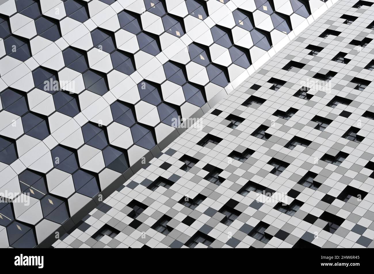 Birmingham, England - July 2021: Exterior angled view of cladded walls ...