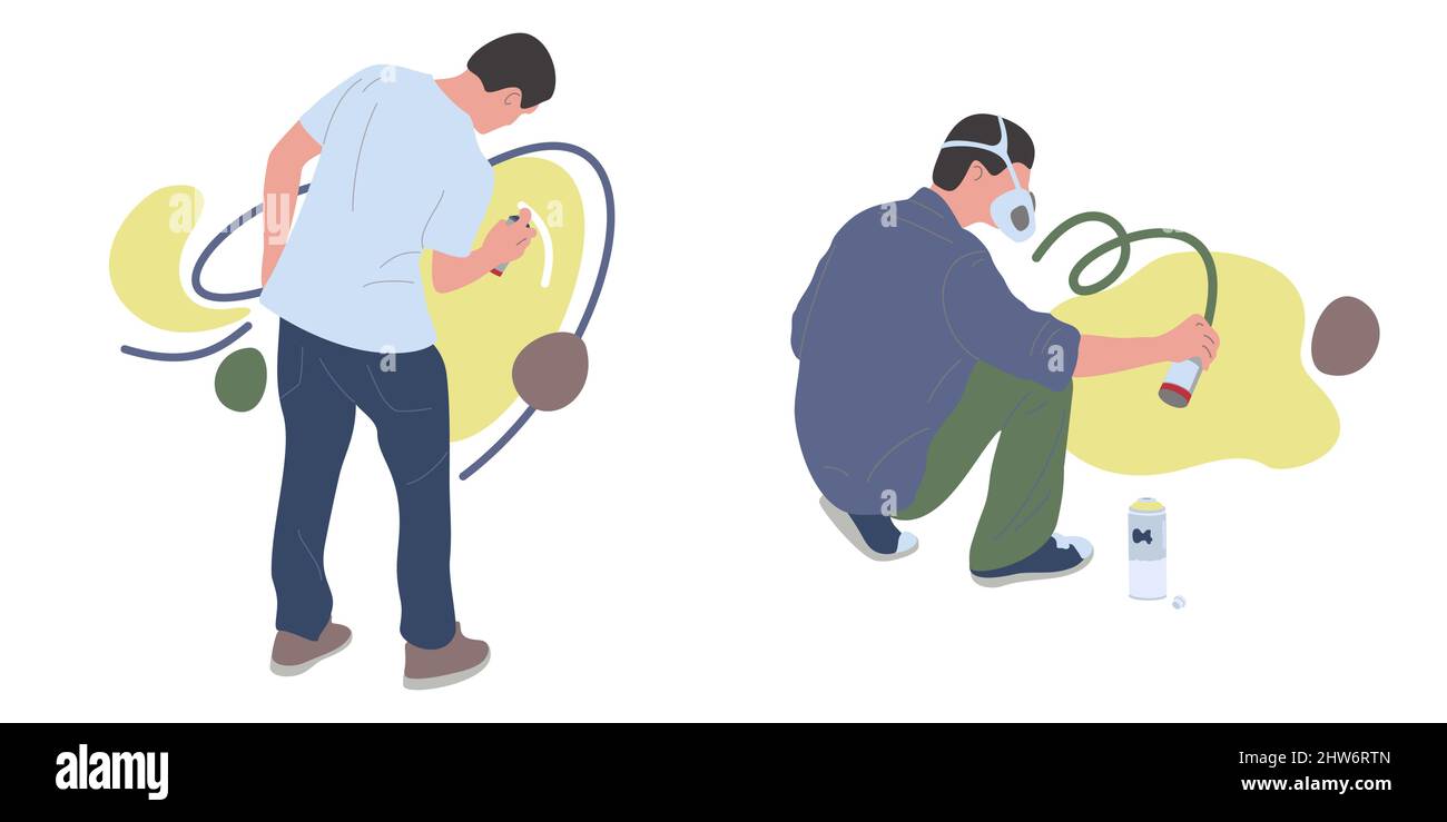 Abstract Graffiti Artist Vector Illustration. Street Artist Painting ...