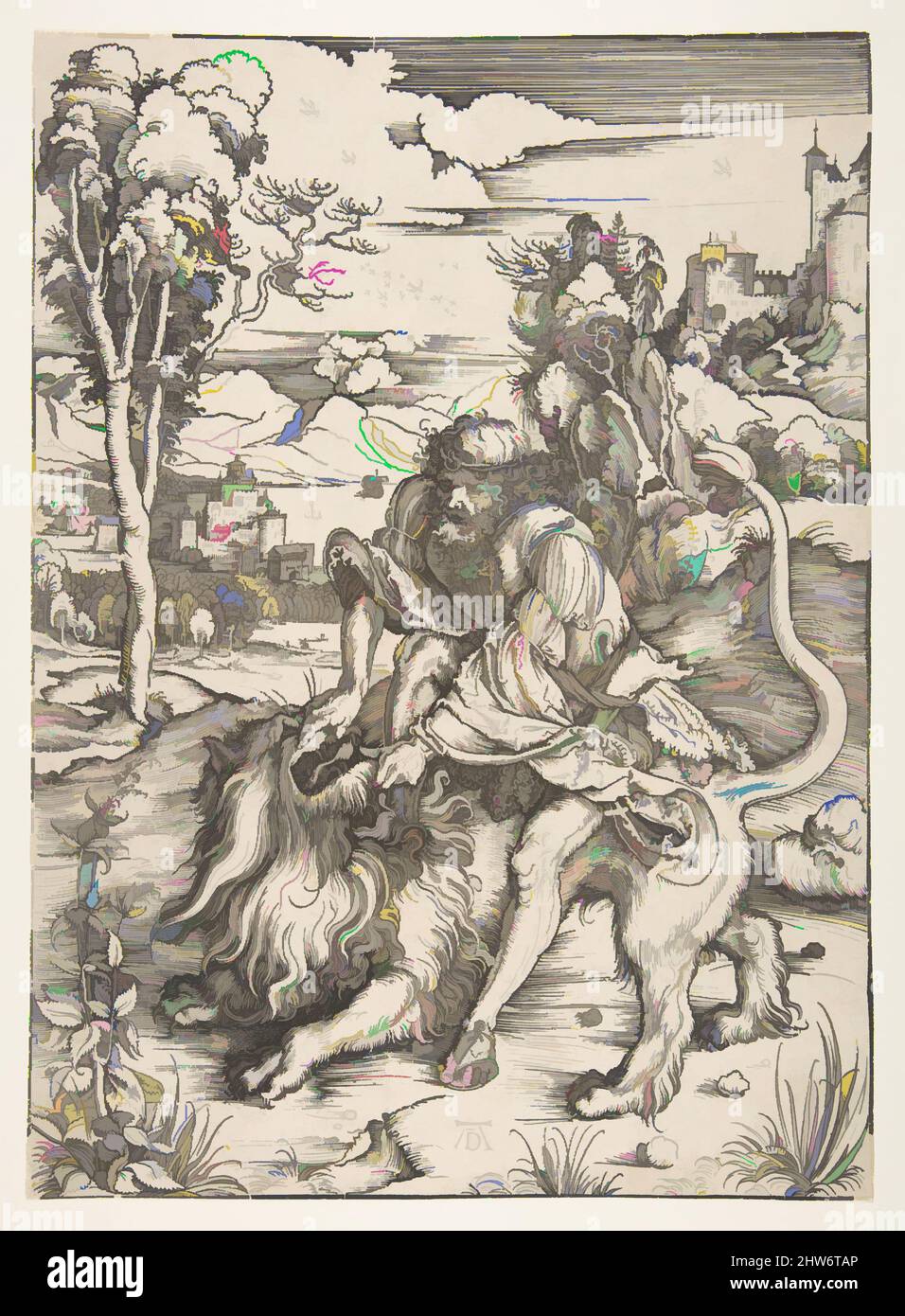Art inspired by Samson Rending the Lion, ca. 1497–98, Woodcut, sheet ...