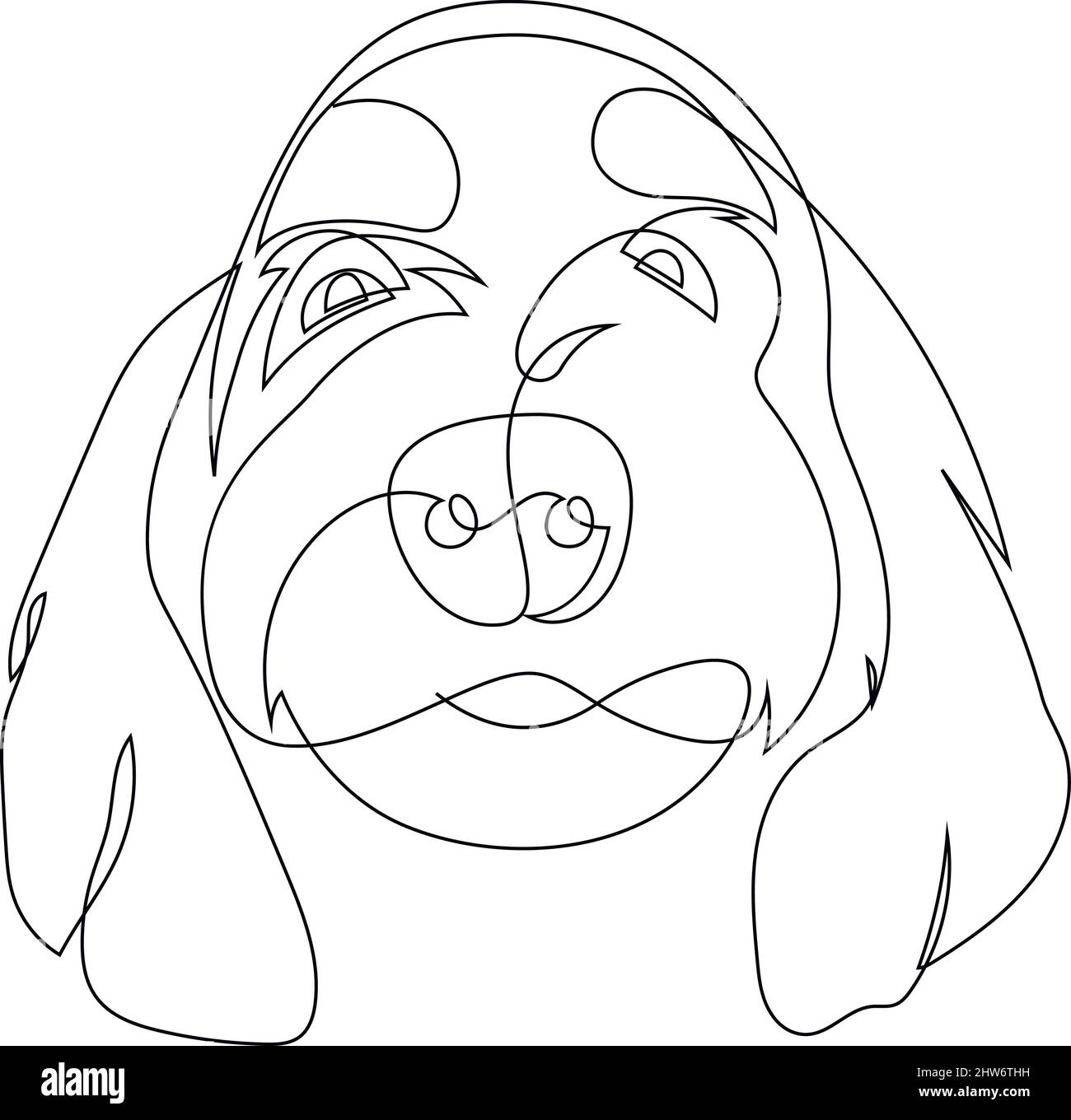 Continuous line drawing of a dog. Bernedoodle breed vector illustration ...