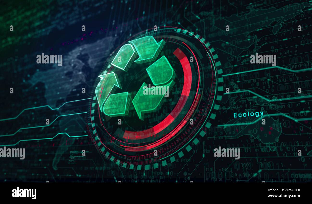 Recycling icon, waste data management and sustainable industry symbol ...