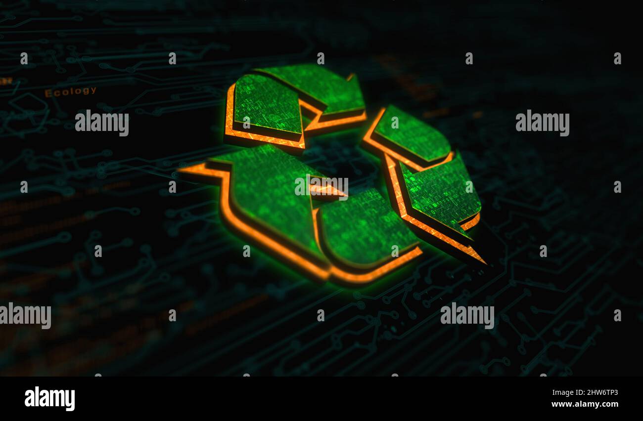 Recycling icon, waste data management and sustainable industry symbol ...